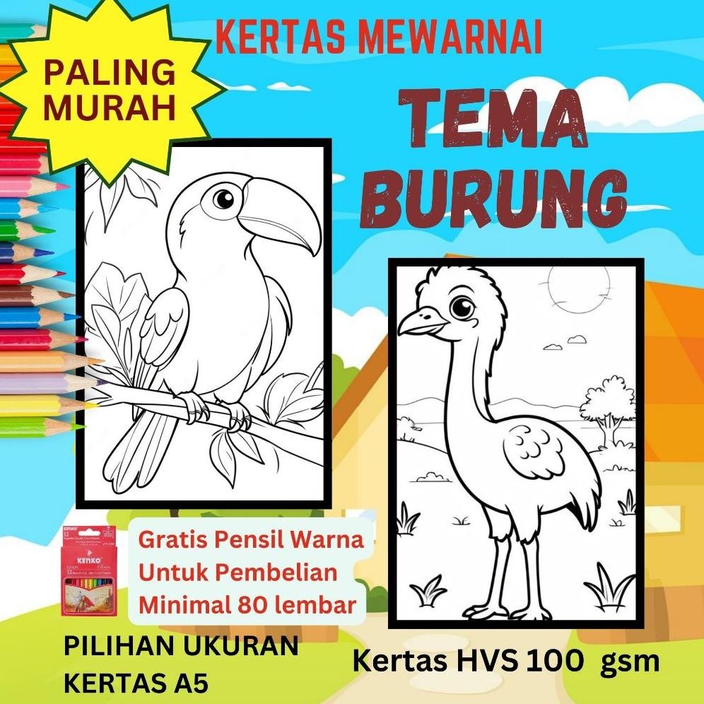 Jual Good Quality Kertas Mewarnai Ukuran A5 / Karakter Burung / Buku ...