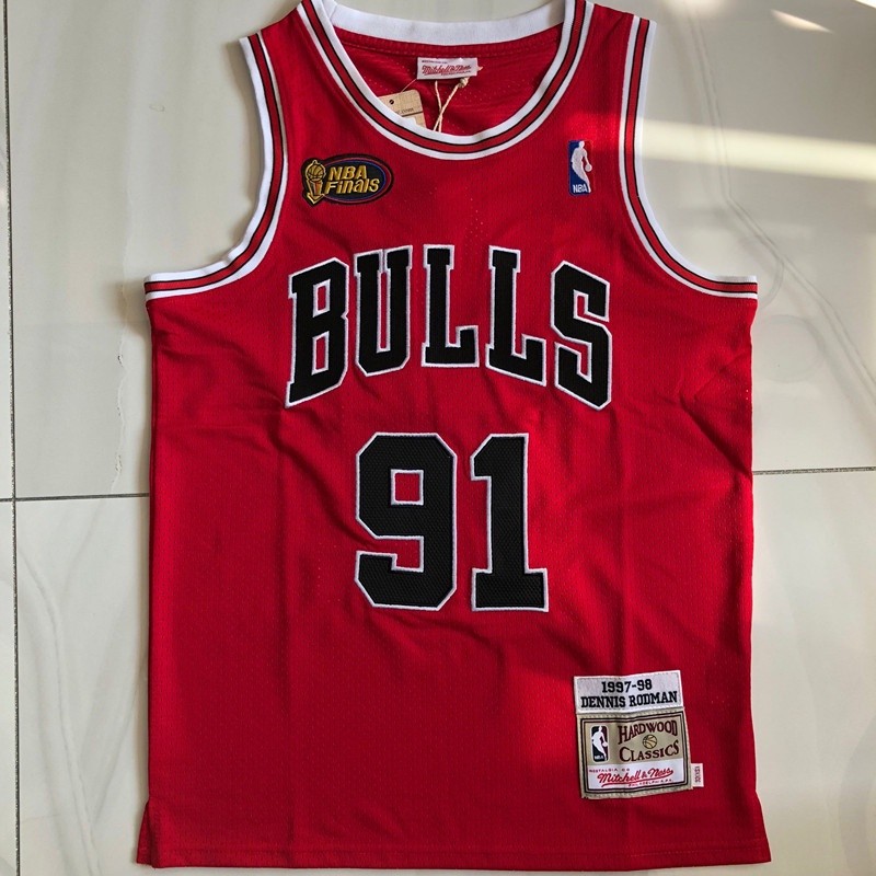 Jual Jersey full bordir Chicago Bulls No.91 Dennis Rodman Rompi Jersey ...