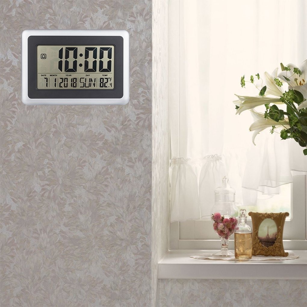 Jual LCD Digital Wall Large Clock Termometer Kalender Kalender Waktu ...