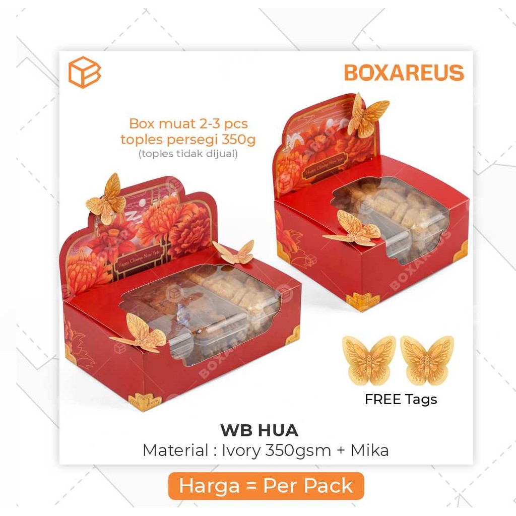 Jual Box Toples Persegi Panjang 350gr Hampers CNY Packaging Kue Kering ...
