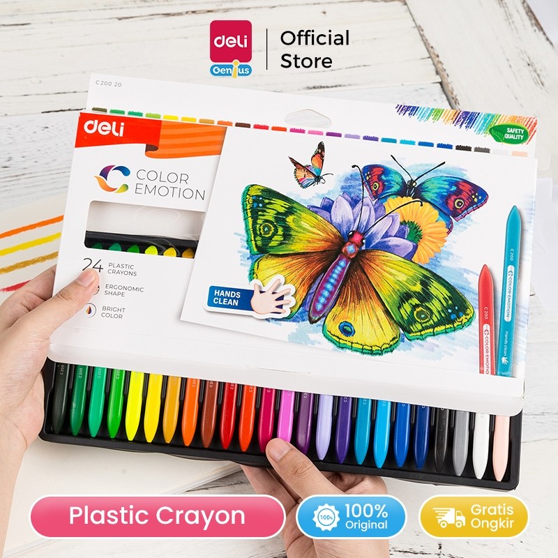 Jual Deli Plastic Crayon / Krayon Plastik 12/18/24 Warna Triangular ...