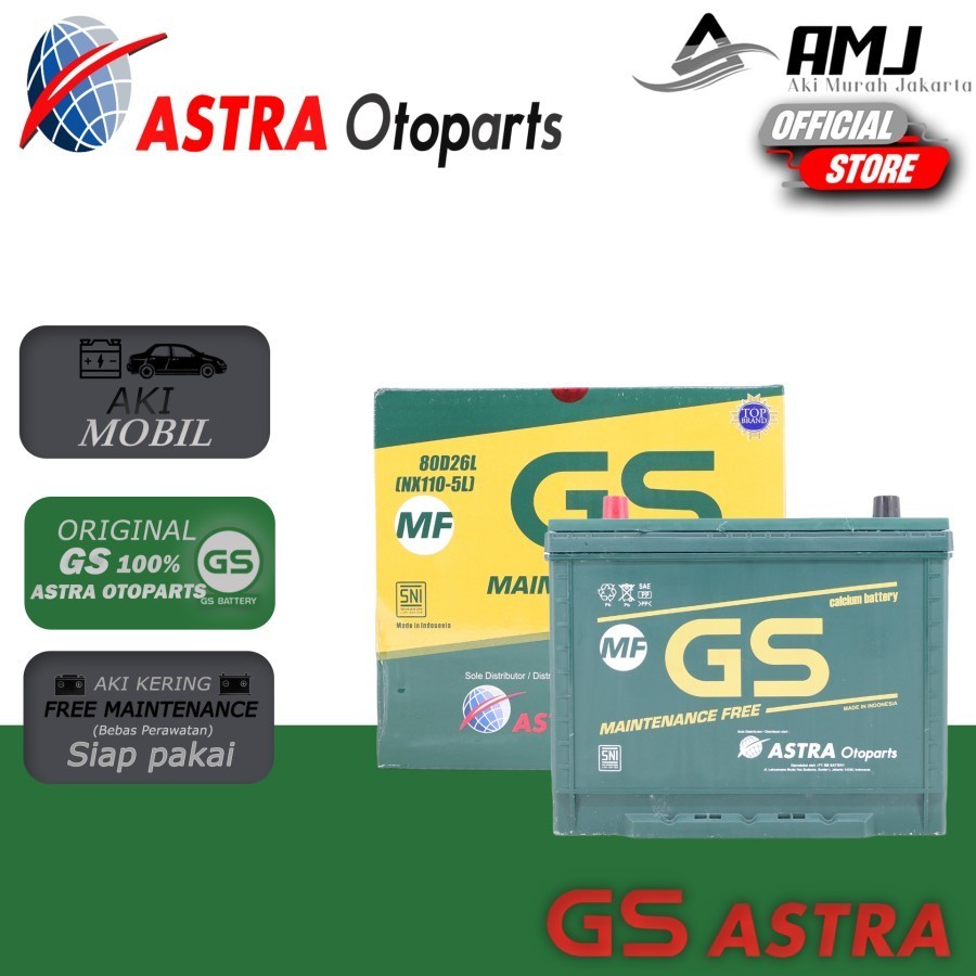 Jual GS MF Astra Aki Mobil KIA Sedona Bensin 80D26L - 70Ah Aki Kering | Shopee Indonesia