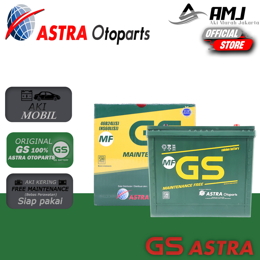 Jual GS MF Astra Aki Mobil Toyota Yaris NS60LS - 45Ah Aki Kering | Shopee Indonesia