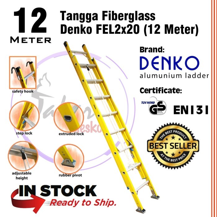 Jual Tangga Fiberglass 12 Meter Alumunium Extension PLN Lipat Denko 12 ...