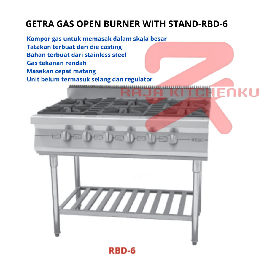 Jual GAS OPEN BURNER WITH STAND-RBD-6 GETRA STOVE 6 BURNER | Shopee ...