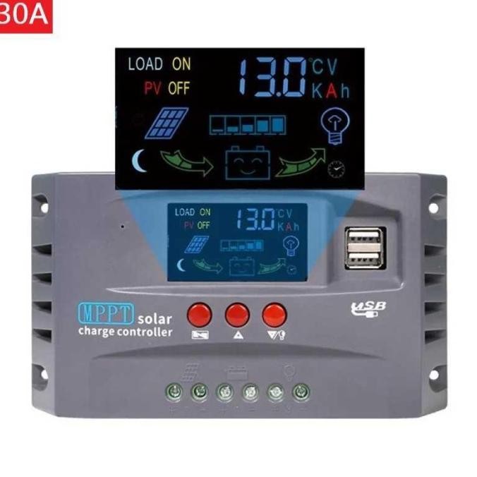 Jual Hxc Scc Mppt 30A 30 A Solar Charge Controller 2 Usb 12V/24V ...