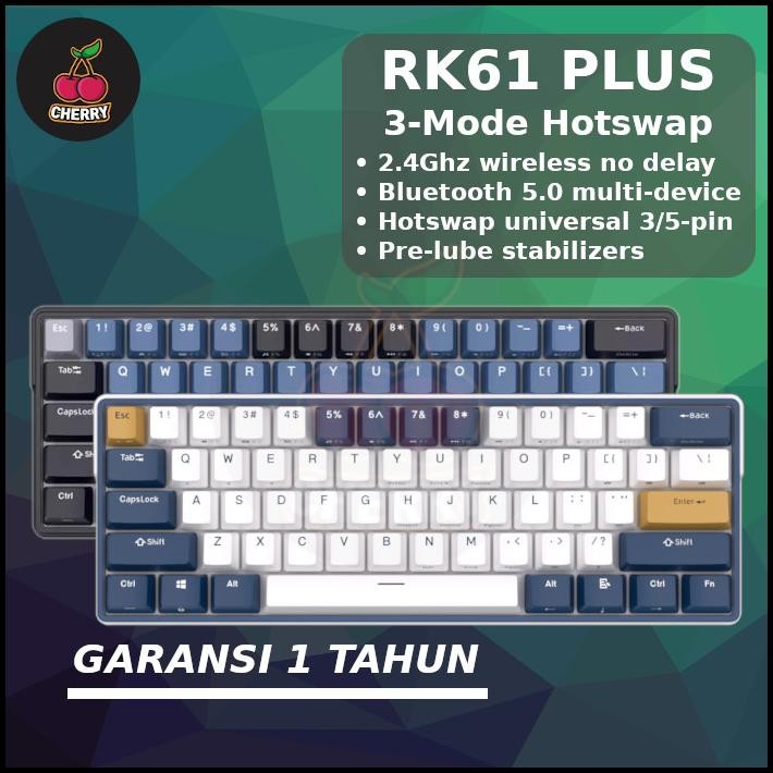 Jual Royal Kludge Rk61 Plus Rgb 3-Mode Hotswap Wireless Mechanical ...