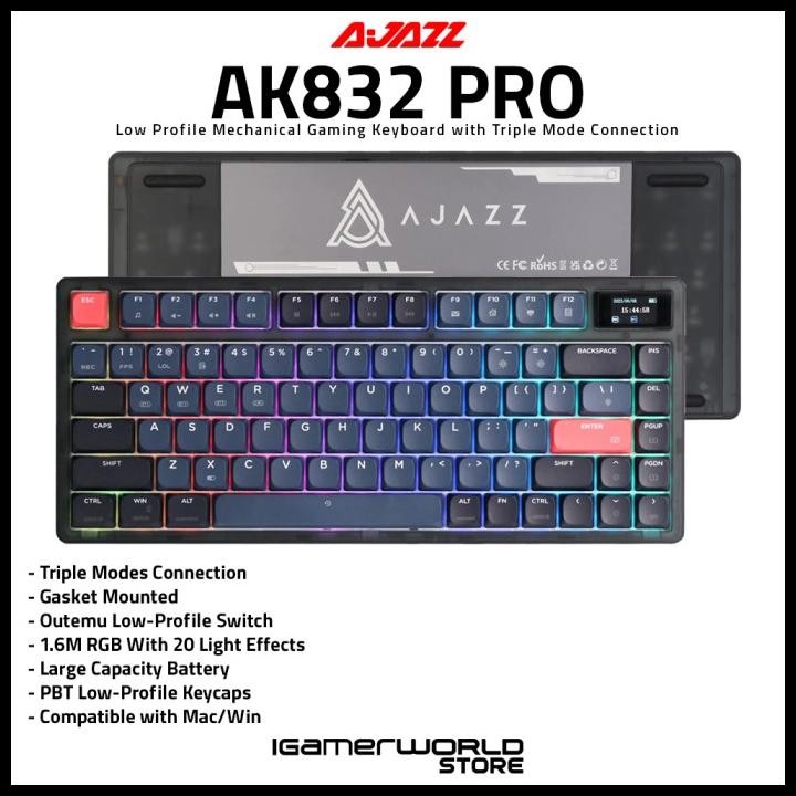 Jual Ajazz Ak832 Pro Low Profile Wireless Mechanical Gaming Keyboard ...