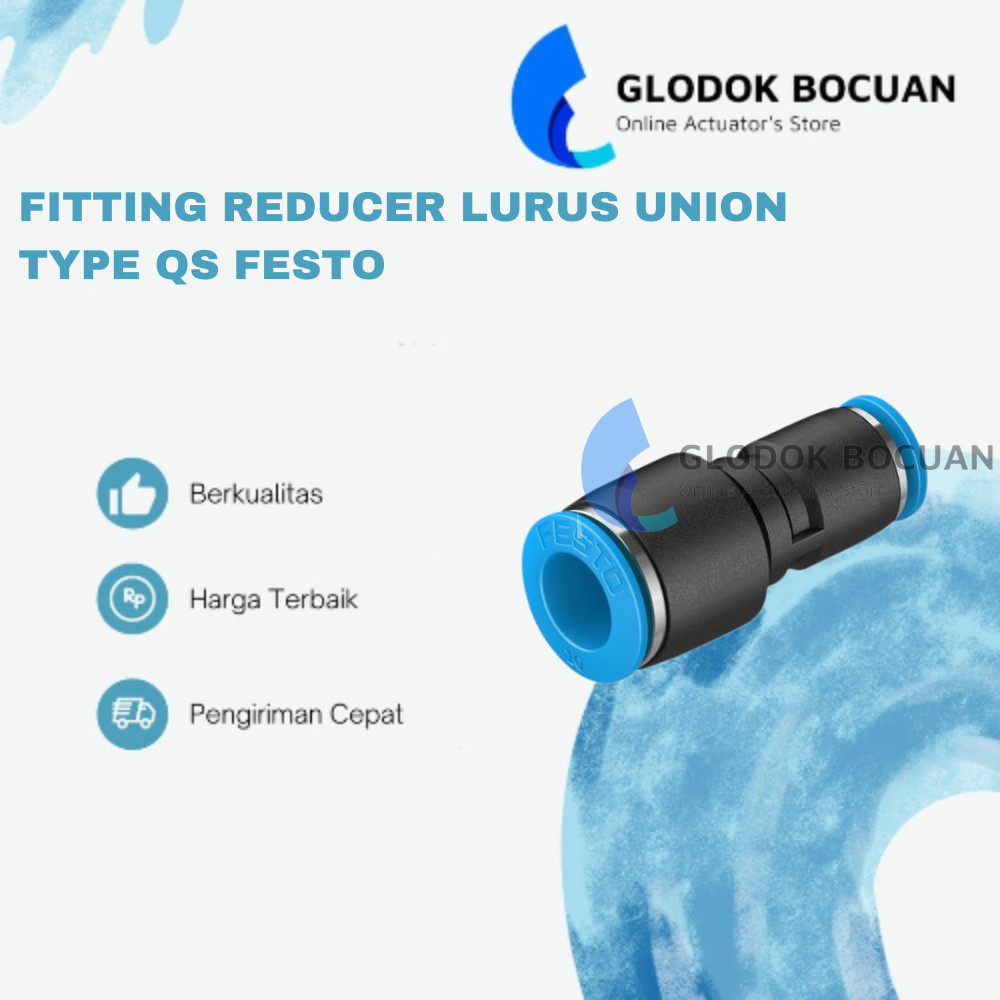 Jual QS-10-8 FESTO ONE TOUCH FITTING REDUCER LURUS UNION SLIP LOCK FUSH ...