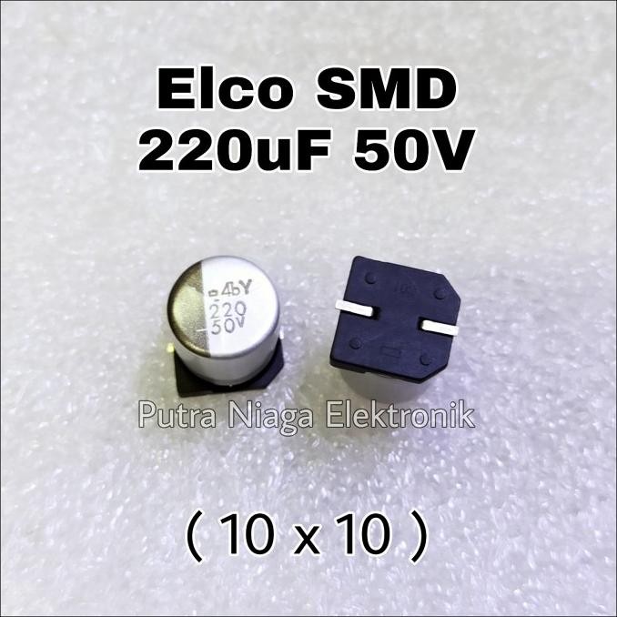 Jual Elco SMD 220uF 50V Alumunium 220 uF 50Volt Aluminum Kapasitor 10x10 mm putr4n dijamin ...
