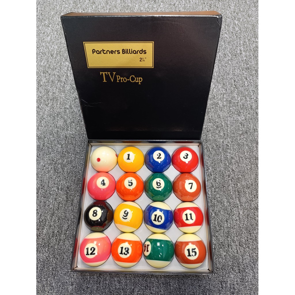 Jual PARTNERS Billiard Ball Set TV Pro Cup 57.2mm Black White Bola ...