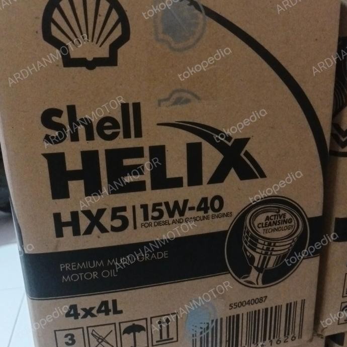 Jual Masih Oli Shell Helix Hx5 15W-40 4Liter ||Original Barcode Perdus ...
