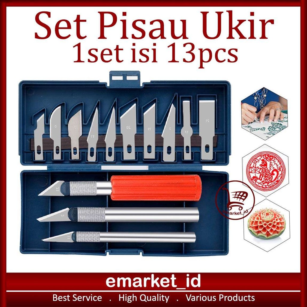 Jual EM Set Pisau Ukir 13In1 AH69 / Kerajinan Alat Kayu Seni Grafir ...