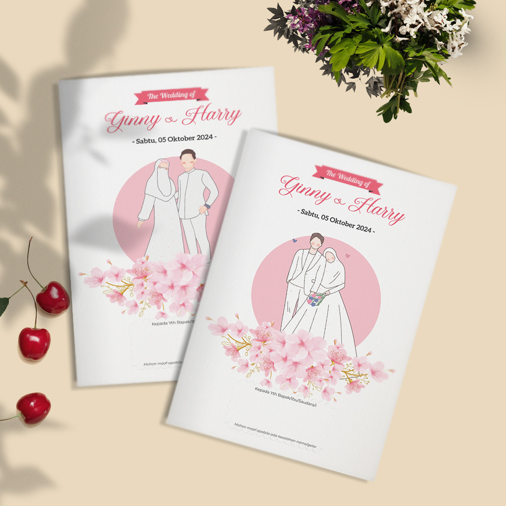 Jual UNDANGAN AESTHETIC - Undangan Pernikahan Simple Minimalis Pink ...