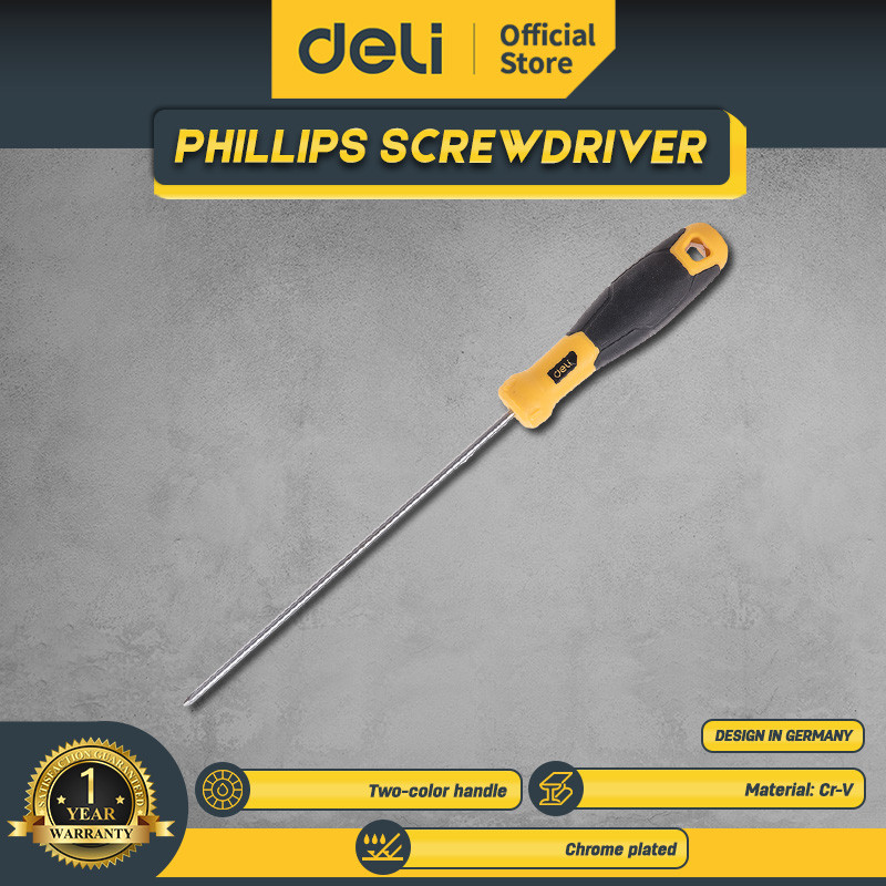 Jual Deli Philips Screwdriver / Obeng Plus Minus Magnet PH0 3mm x150mm ...