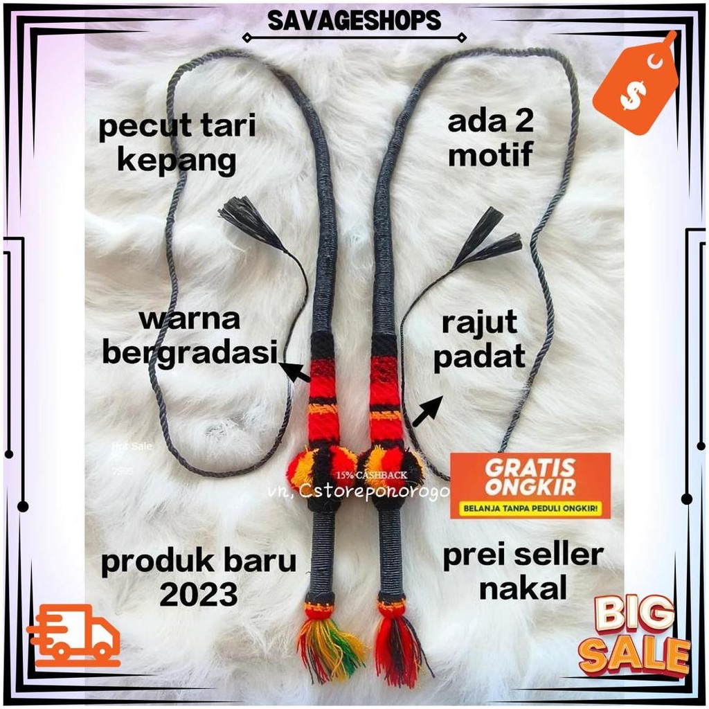 Jual Pecut Tari Kepang Gagang Bubut & Biasa / Cemeti / Cambuk / Pecut ...