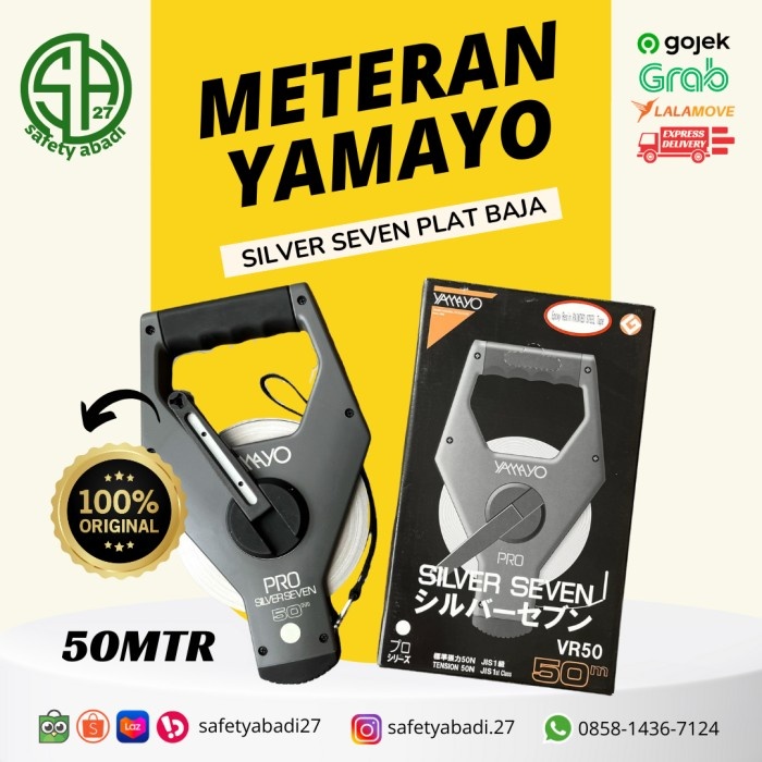 Jual Jual Meteran Yamayo 50M / Silver Seven Vr50 Steel Plat Baja Asli ...
