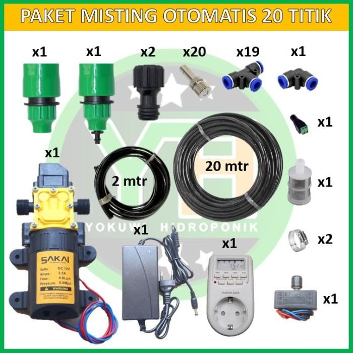 Jual PAKET NOZZLE KABUT OTOMATIS 20 TITIK SELANG 6 / KABUT / WALET ...