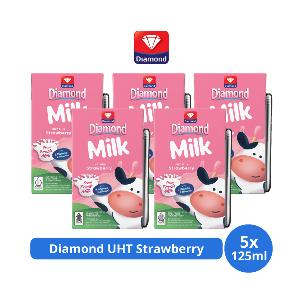 Jual Diamond Milk Susu UHT Strawberry 125ml x 5 pcs | Shopee Indonesia