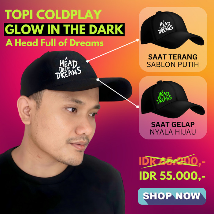 Jual Produk Ready Topi COLDPLAY Glow In The Dark Nyala Dalam Gelap ...