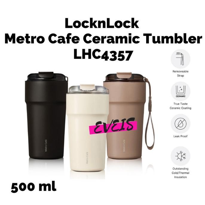 Jual LocknLock Metro Cafe Ceramic Coating Tumbler 500ml - LHC4357 - Termos Air Minum Panas dan ...