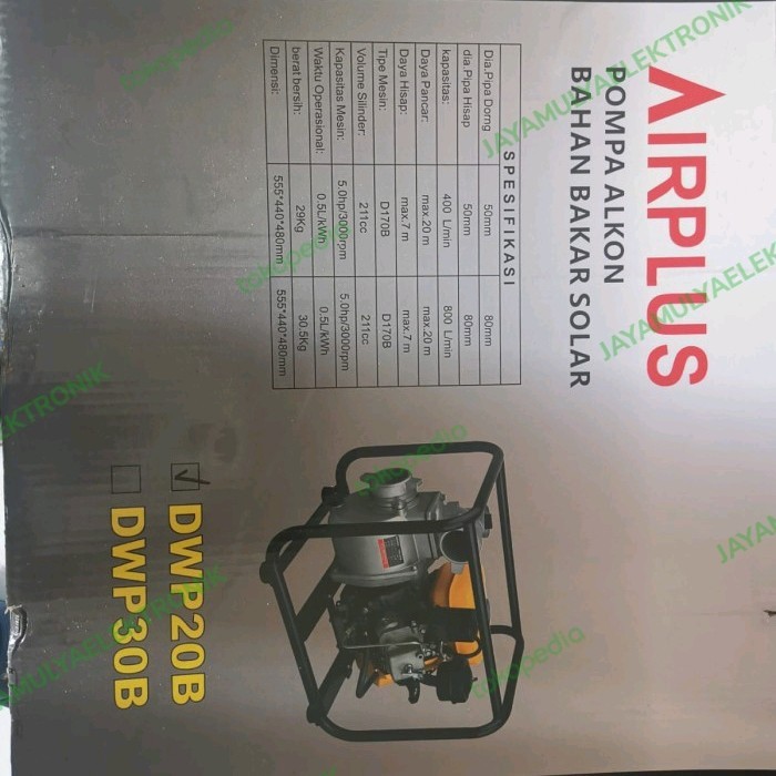 Jual POMPA ALKON BAHAN BAKAR SOLAR /DIESEL WATER PUMP/ AIRPLUS 2 INCH ...