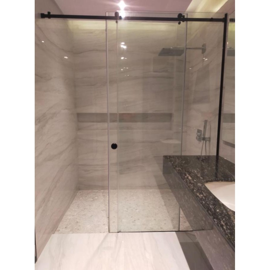 Jual REL SLIDING KACA SHOWER A02 SET HITAM | Shopee Indonesia