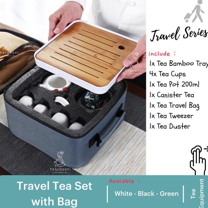 Jual Tea Travel Set With Bag Series - Keramik Teh Pot Cup Tray Bamboo ...
