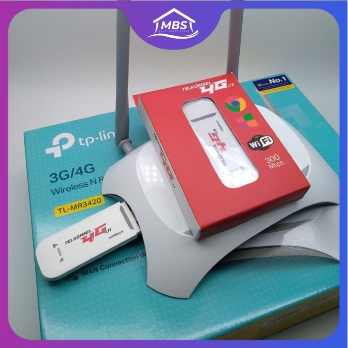 Jual Paket Wifi TPLINK MR3420 + Modem Wingle 4G LTE Unlock All GSM ...