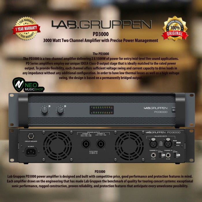 Jual LAB GRUPPEN PD3000 3000 Watt Two Channel Power Amplifier | Shopee ...