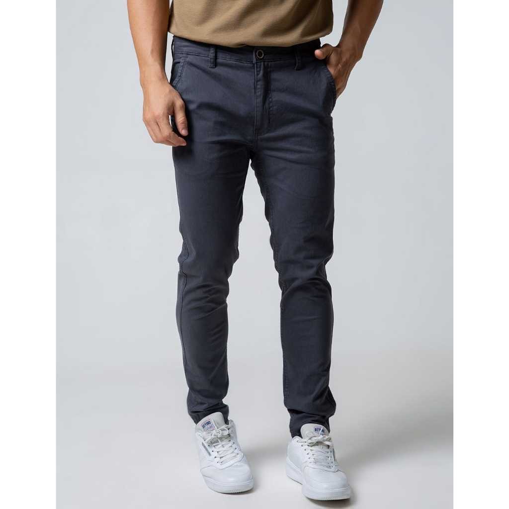 Jual Nevada Chinos Basic Pants Slimfit Stretch - Charcoal | Shopee ...