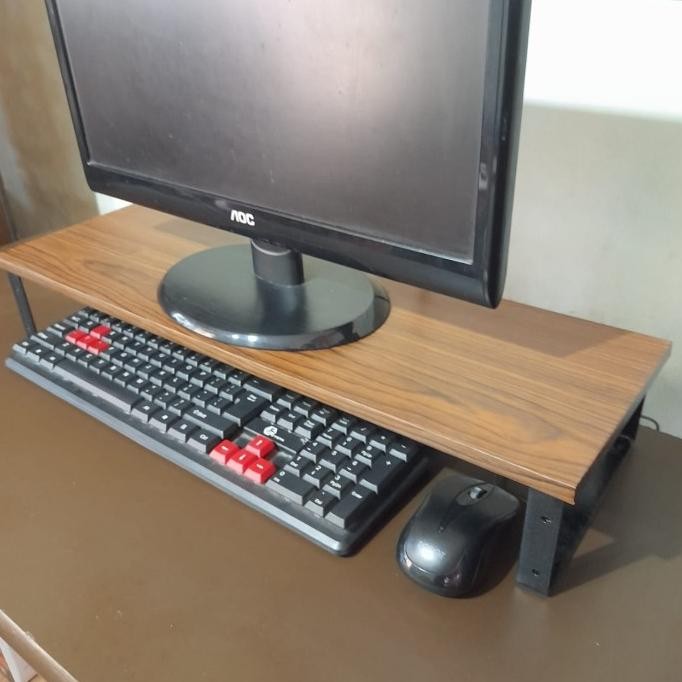 Jual Mewah Stand Monitor Alas Laptop Tatakan Imac Kayu Besi Rak Meja Pc ...