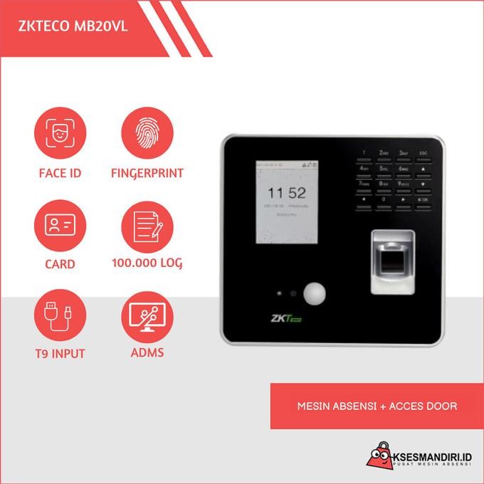 Jual ZKteco Mesin Absensi FIngerprint Access Door MB20-VL | Shopee Indonesia