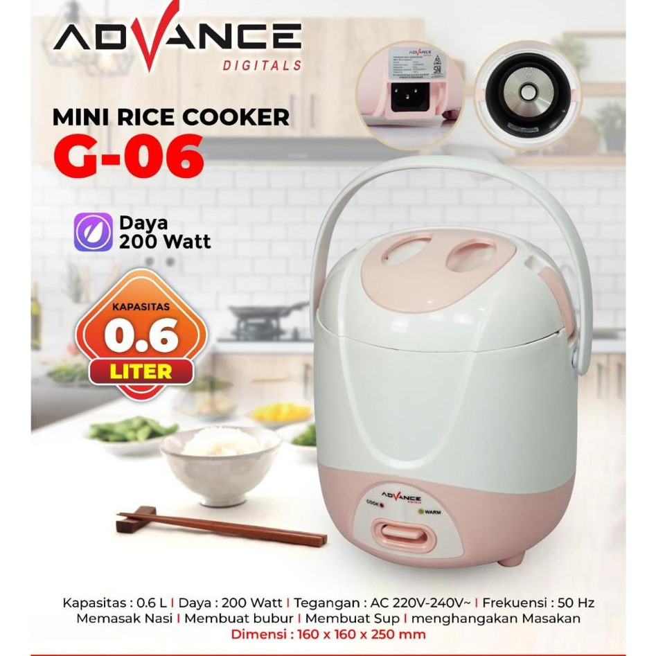 Jual Advance G06 Mini Rice Cooker Travel Kapasitas 0.6 Liter Anti ...