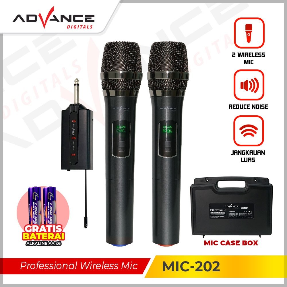 Jual Advance MIC-202 / MIC202 Profesional 2 Mic Wireless Microphone ...
