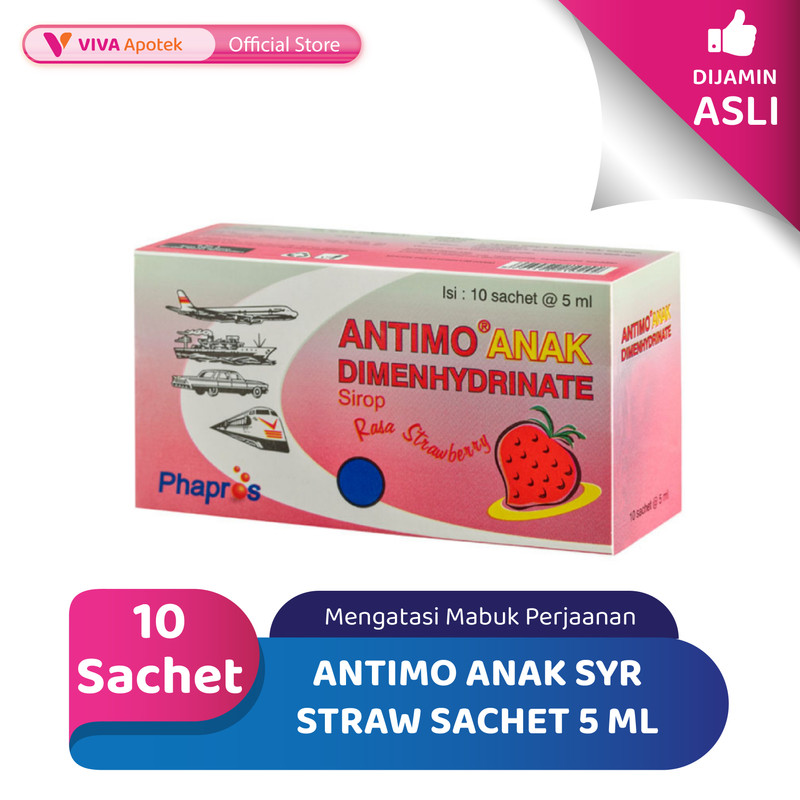 Jual Antimo Anak Sirup Straw 5 ml untuk Mabuk Perjalanan (Pack - 10 ...