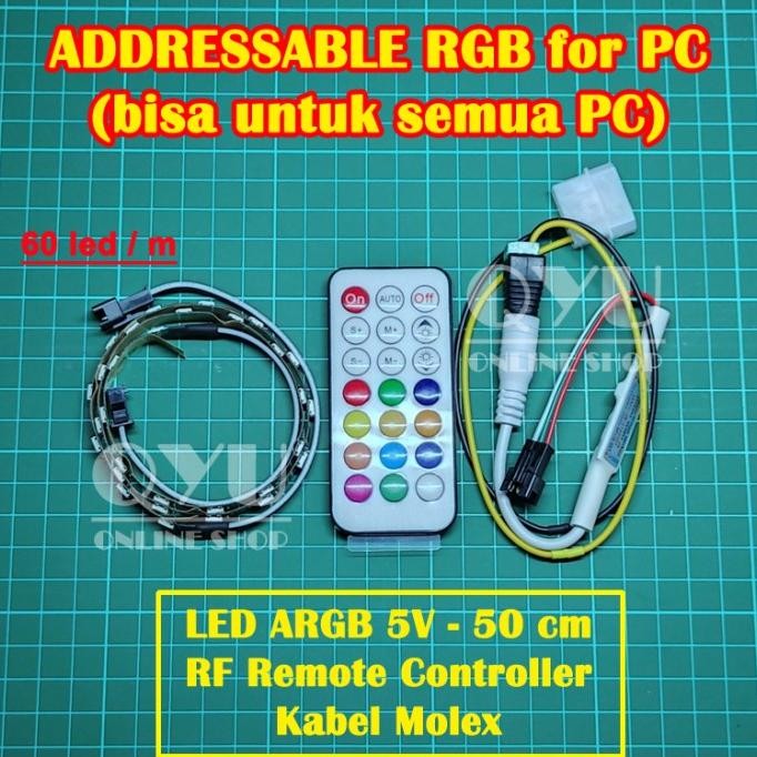 Jual LED Addressable RGB / ARGB 5v + Remote Control + Molex (Modif Case PC) | Shopee Indonesia
