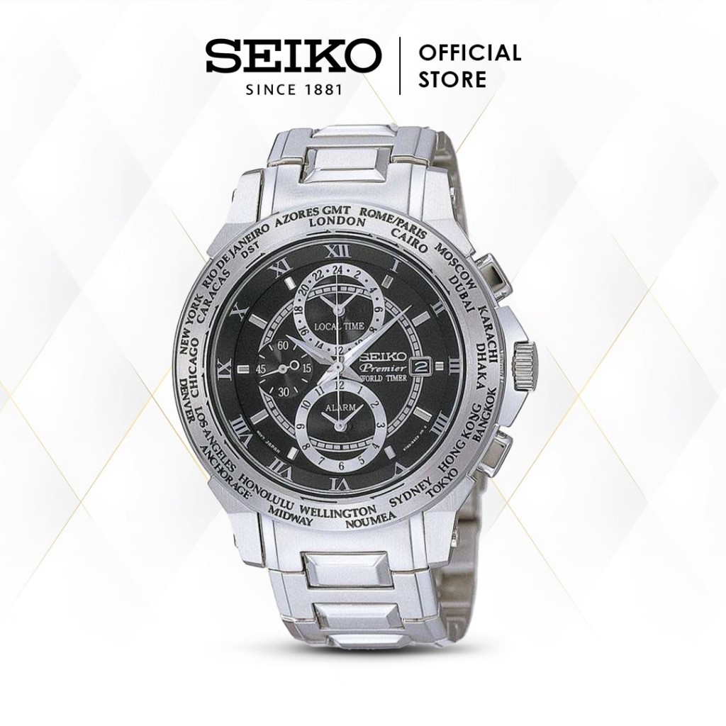 Jual Jam Tangan Pria Seiko Premier World Timer Alarm SPL009P1 Original ...