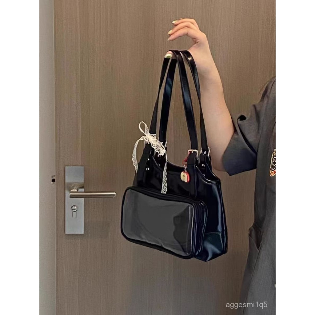 Jual Tas Kulit Lucu Pvc Transparan Kpop Gaya Model Wanita Korea Hitam/Daily Portable Shoulder ...