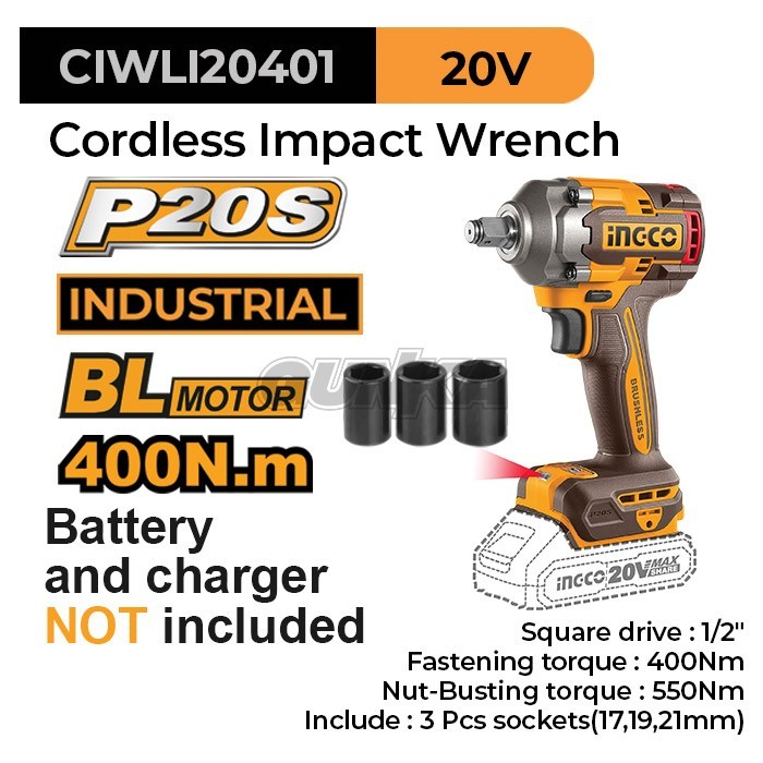 Jual P20S Brushless Impact Wrench (1/2") INGCO CIWLI20401 Mesin Pembuka ...