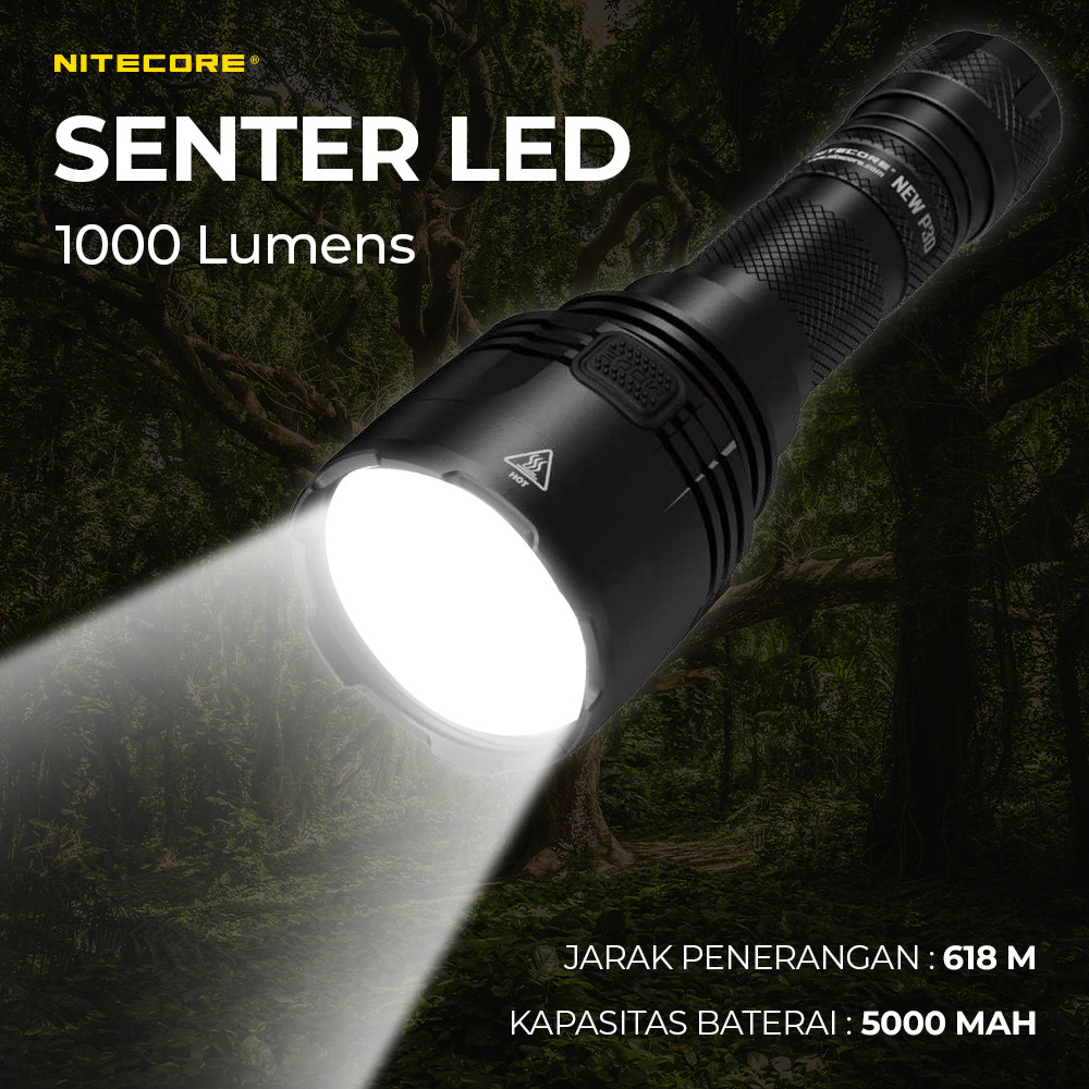 Jual NITECORE Senter LED Cree XP-L HI V3 1000 Lumens - New P30 NRFL3JBK ...
