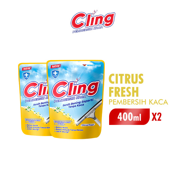Jual Cling Pembersih Kaca Kuning Lemon Fresh Pouch 400 ml x2 | Shopee ...