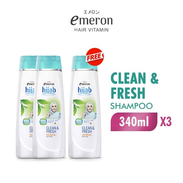 Jual Emeron Shampoo Hijab Clean & Fresh Botol 340 ml x3 | Shopee Indonesia