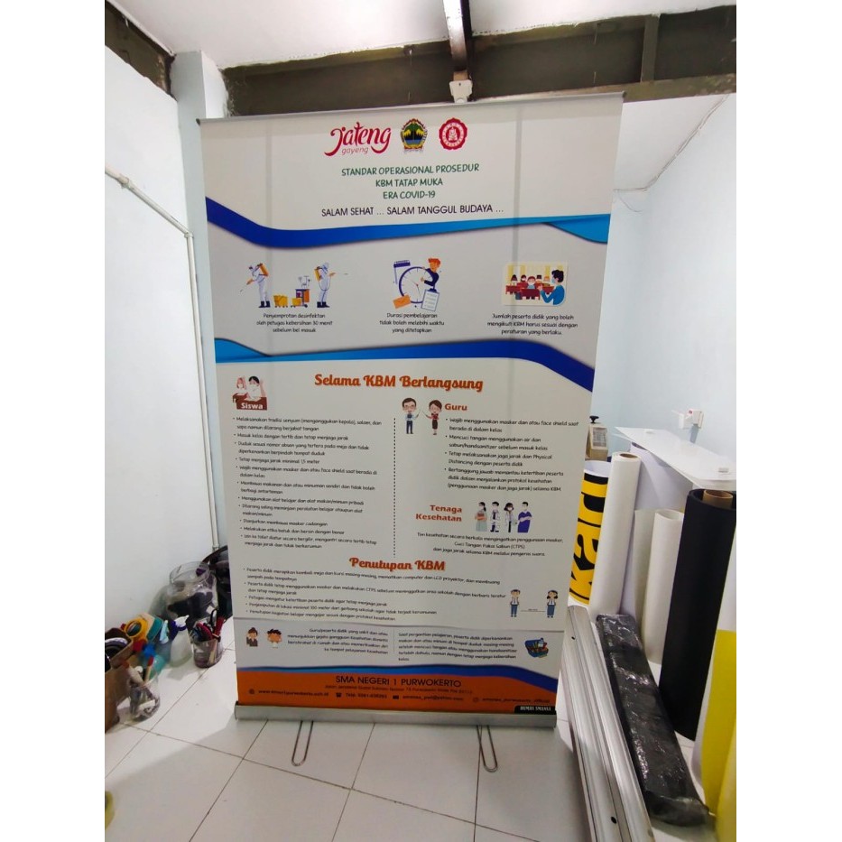 Jual Roll Up Banner 120 x 200 Kaki stainless plus printing | Shopee Indonesia
