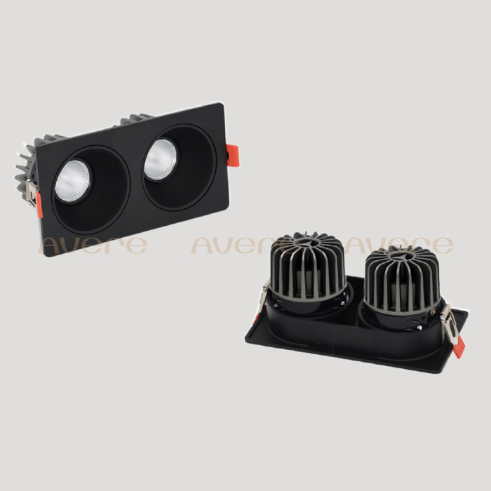 Jual Double Downlight Led Lampu Plafon Dua Mata Kotak Hitam Putih Beta ...