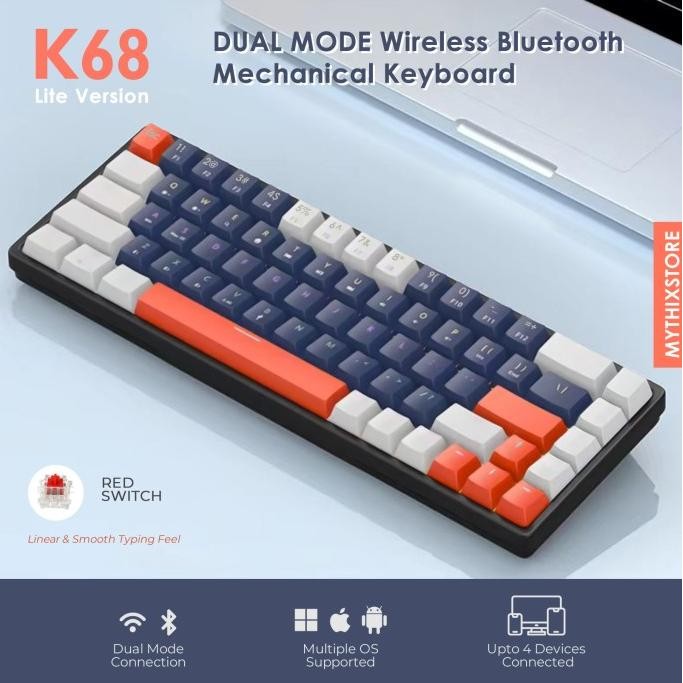 Jual TERLARIS - Mythix K68 Lite Wireless Mechanical Keyboard Bluetooth ...