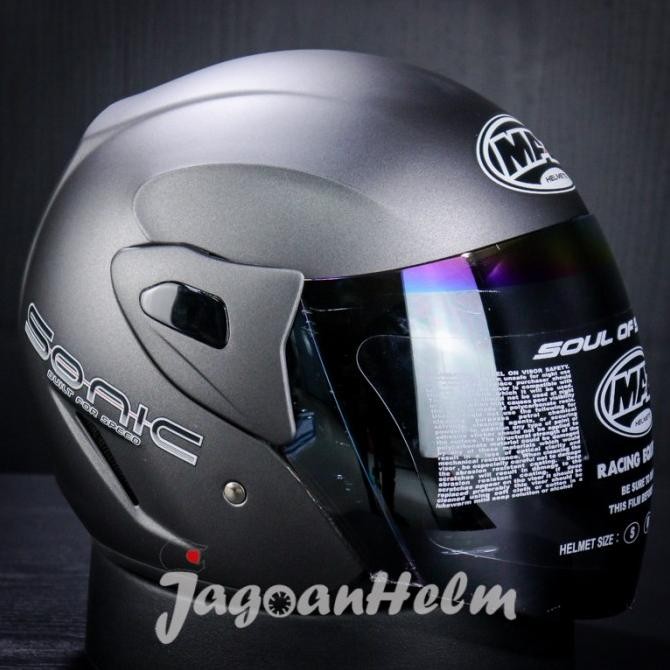 Jual New Helm Maz Helm Sonic | Gunmetal Doff | Half Face Singe Visor ...