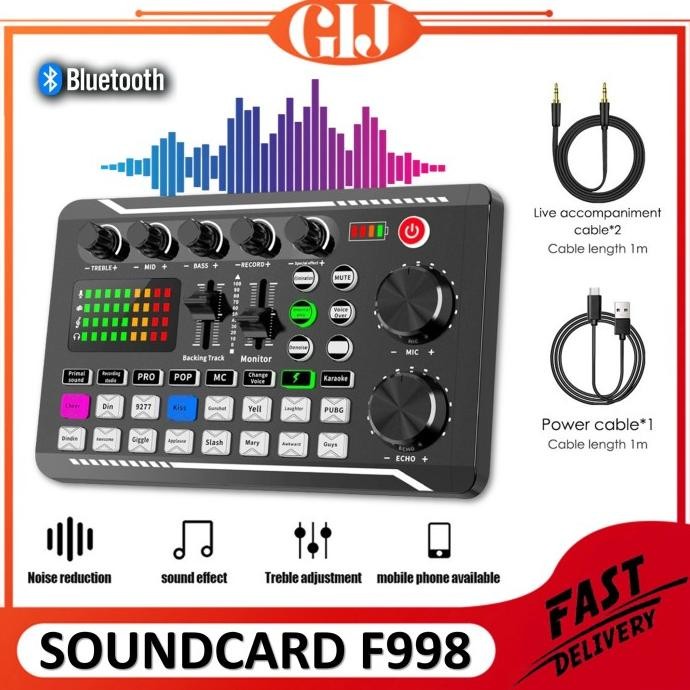 Jual Soundcard Sound Card F998 Live Audio Mixer Broadcast Recording ...
