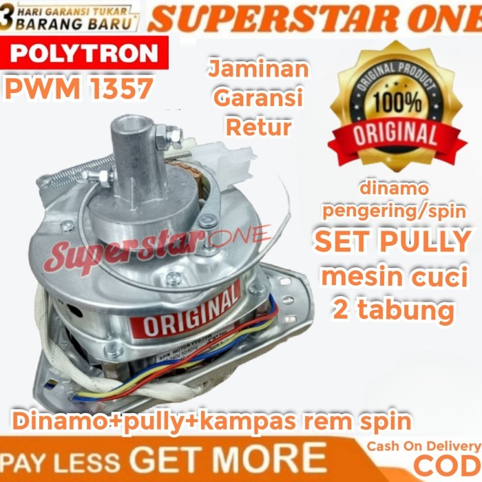 Jual DINAMO/MOTOR SPIN/PENGERING MESIN CUCI POLYTRON PWM 1357/PWM-1357 | Shopee Indonesia