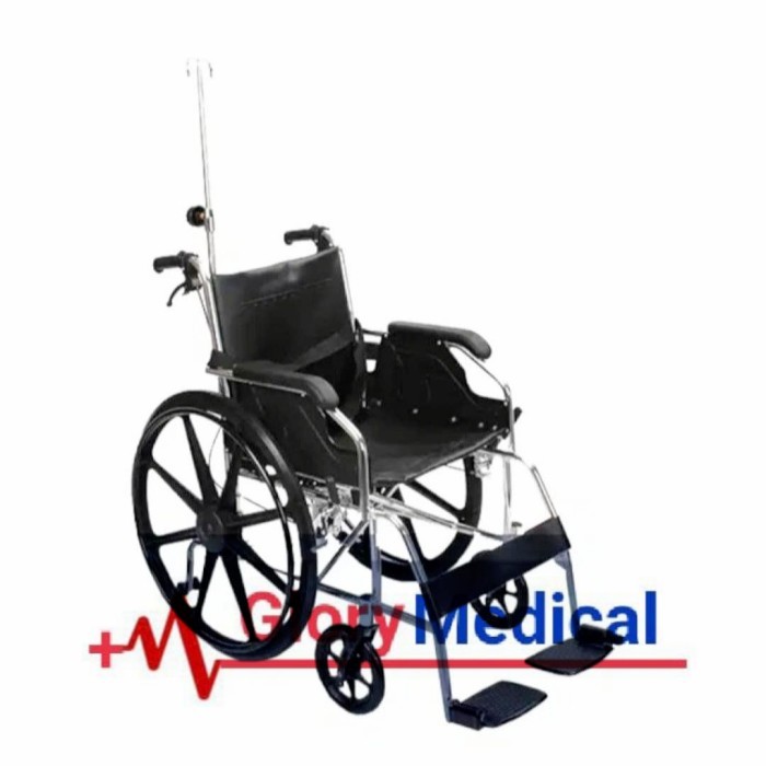 Jual PROMO!!! Kursi Roda Standard Rumah Sakit Alumunium +Tiang Infus ...